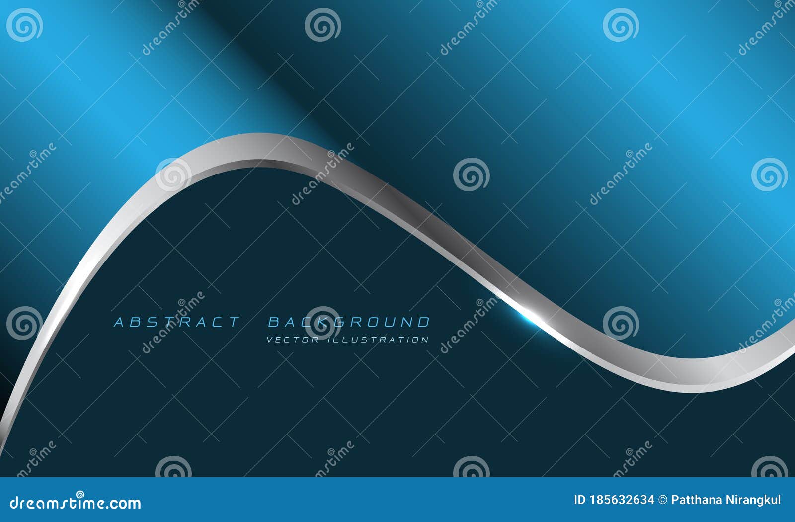 Abstract Blue Metallic Silver Line Curve with Blank Space for Text ...