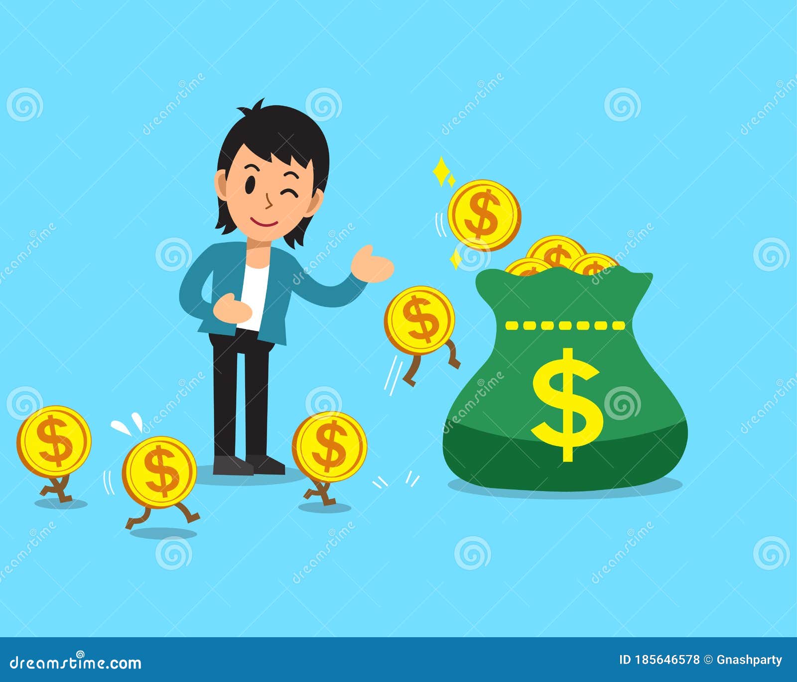 Business Concept Cartoon Businessman Earning Money Stock Vector ...