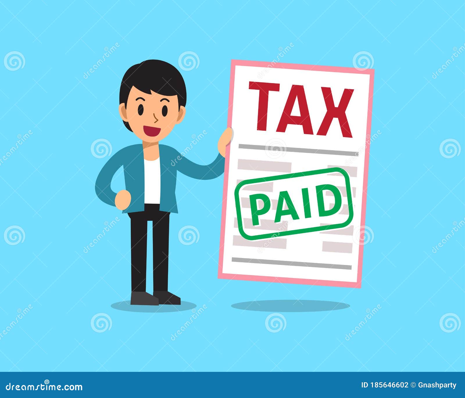 Vector Cartoon Businessman Paid Tax Stock Vector - Illustration of ...