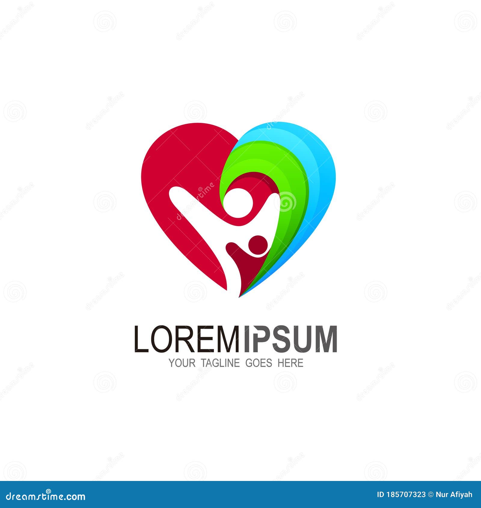 People Care Logo, People with Hand in Heart Shape Stock Vector ...