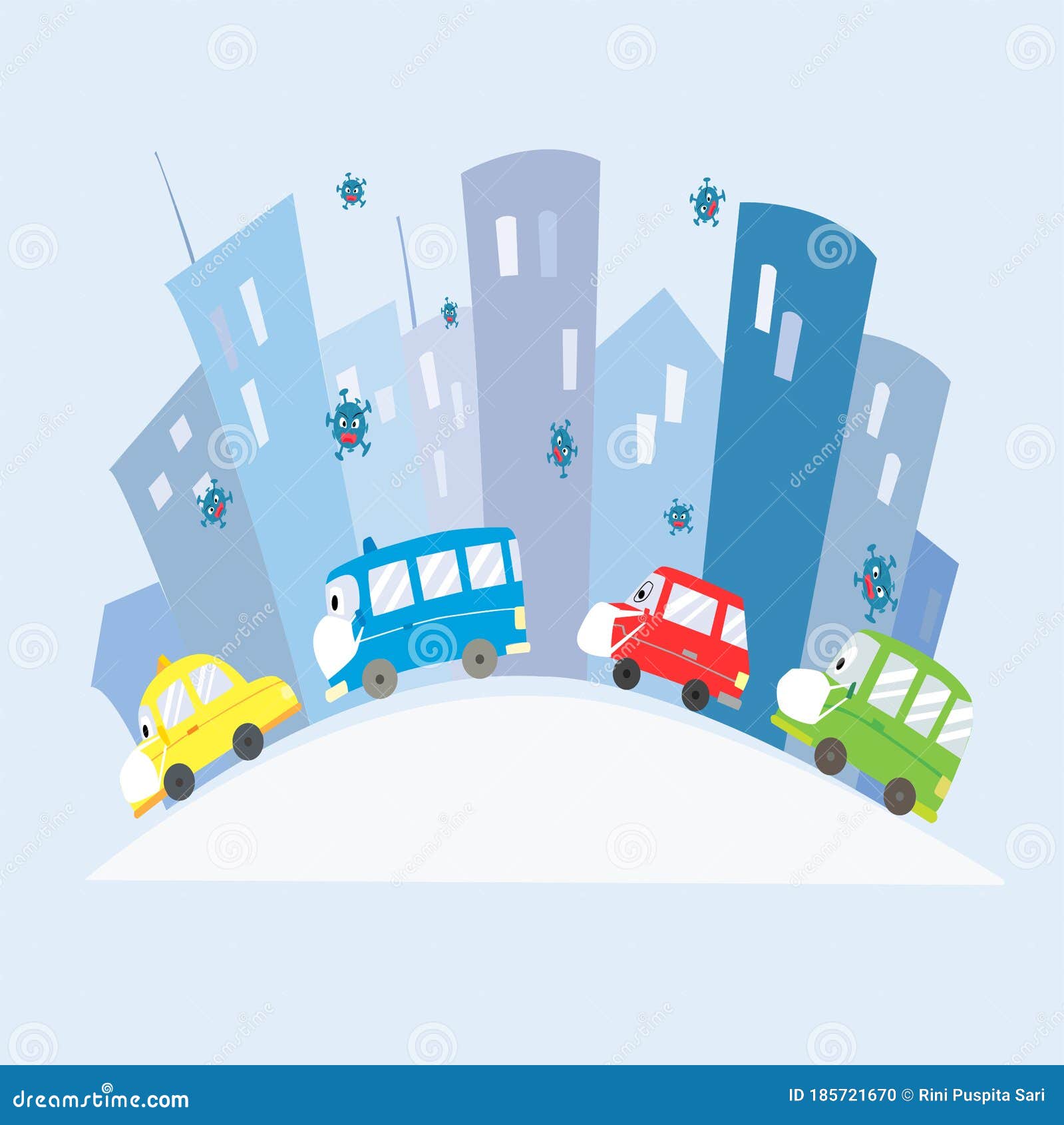 Cars Wearing Mask in the City Stock Vector - Illustration of danger ...