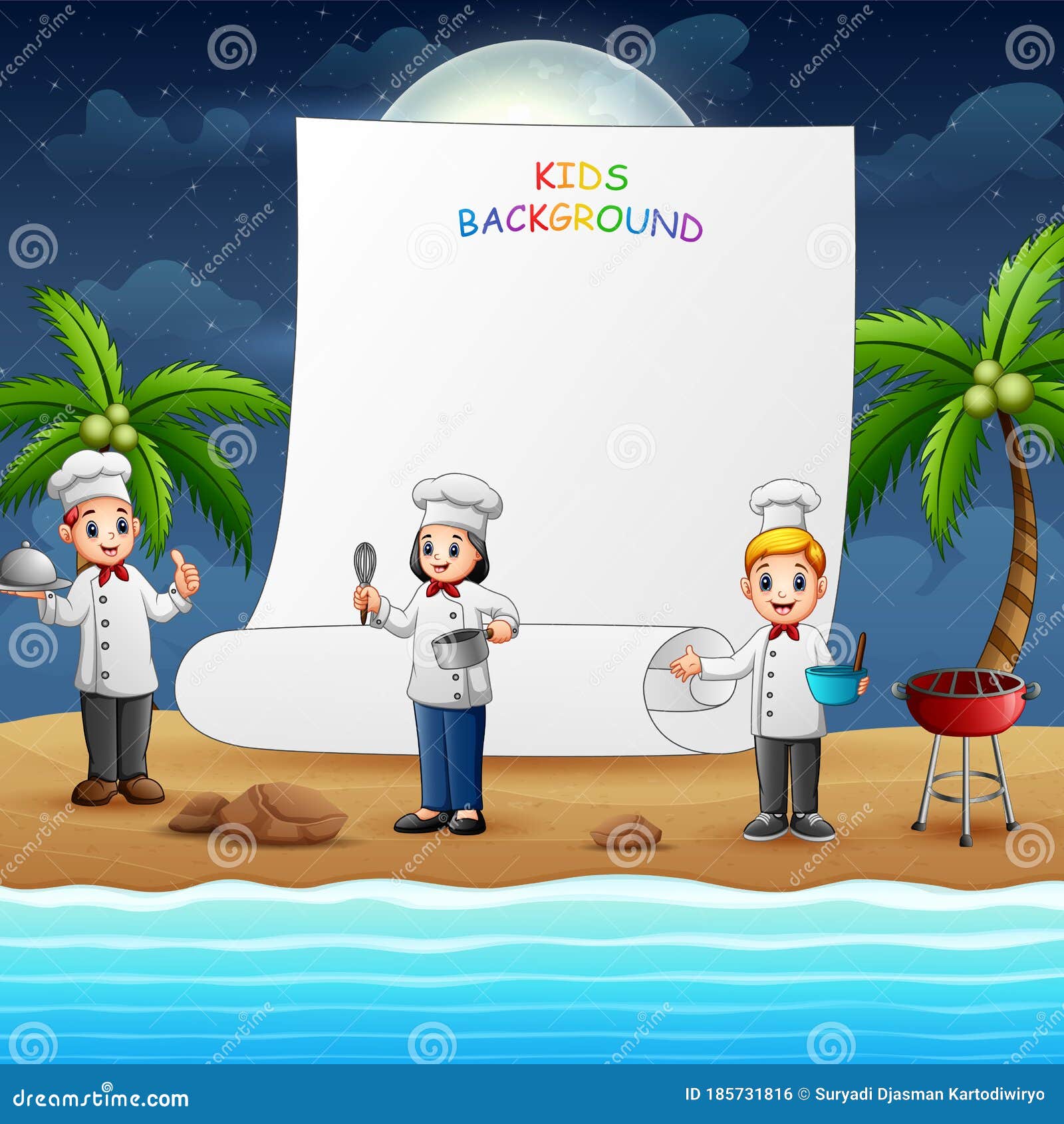 Paper Template Design with Happy Chef Cooking Stock Vector ...