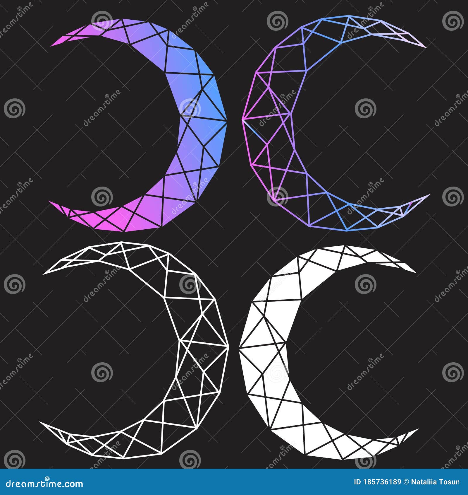 Print Print Vector Abstract Polygonal Geometric Abstract Moon Stock ...
