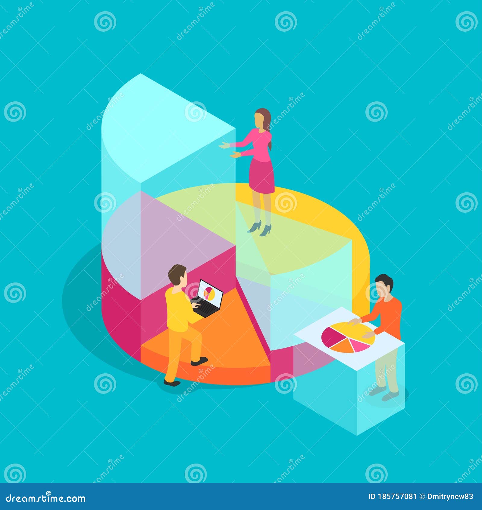 Group of People Perform Data Analysis Stock Vector - Illustration of ...