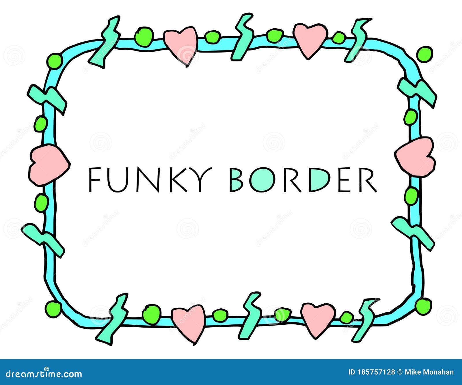 A Funky, Grungy Hand Drawn Border with Hearts. Stock Vector ...