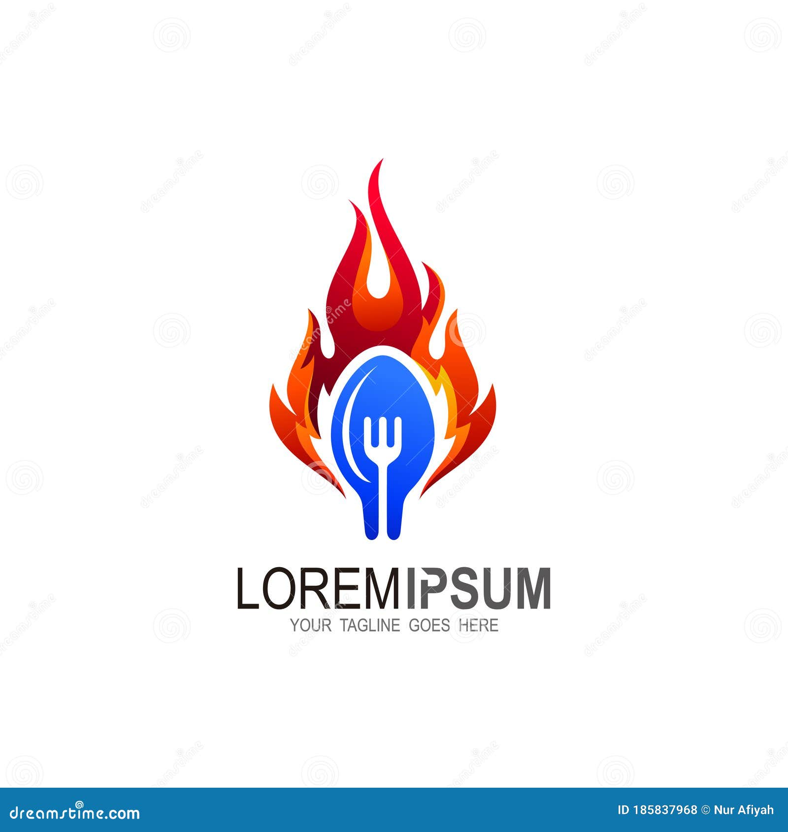 Fire Logo with Spoon, Red and Fire Design Vector Stock Vector ...