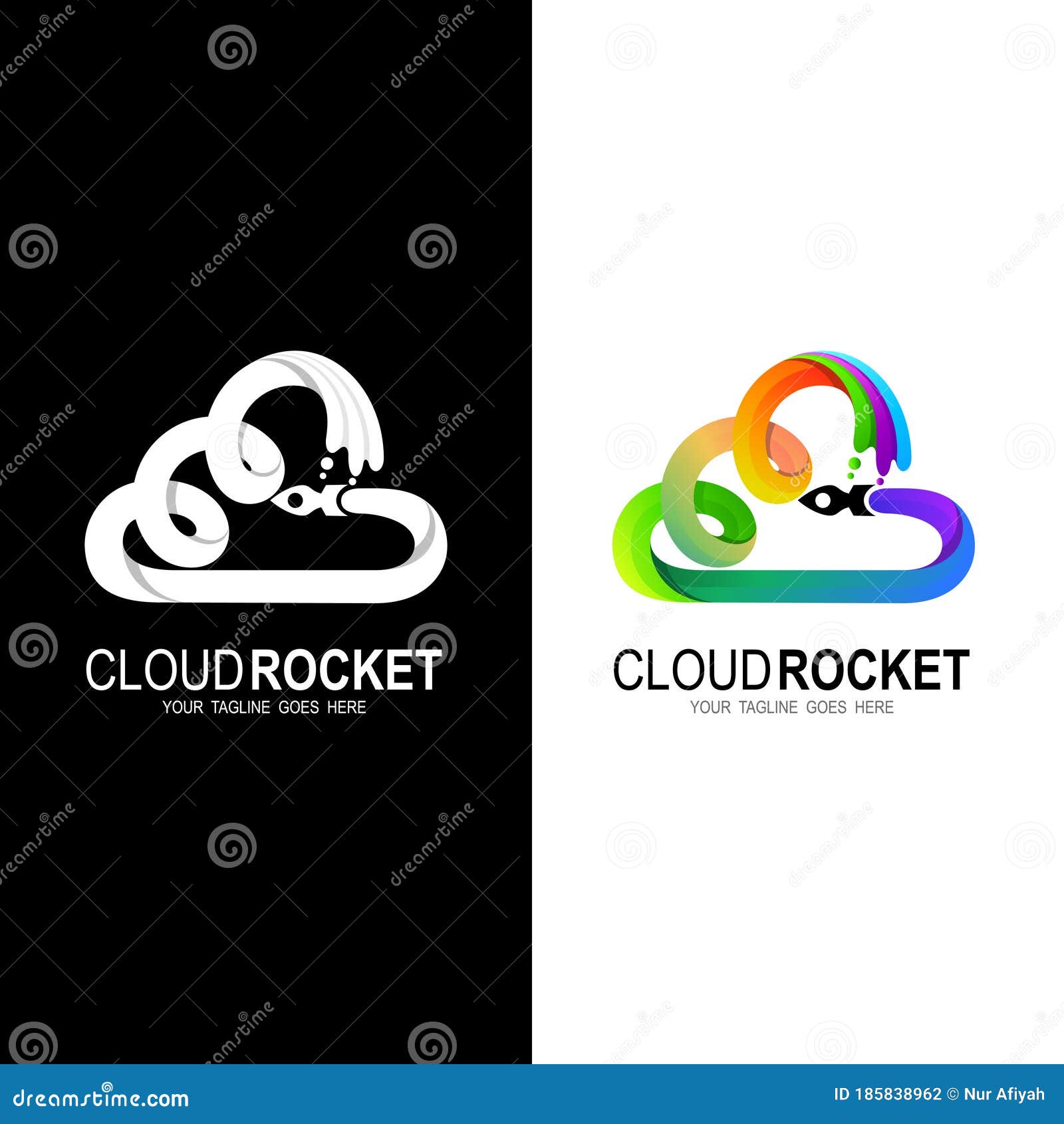 Cloud Logo and Rocket Icon Design Combination Stock Vector ...
