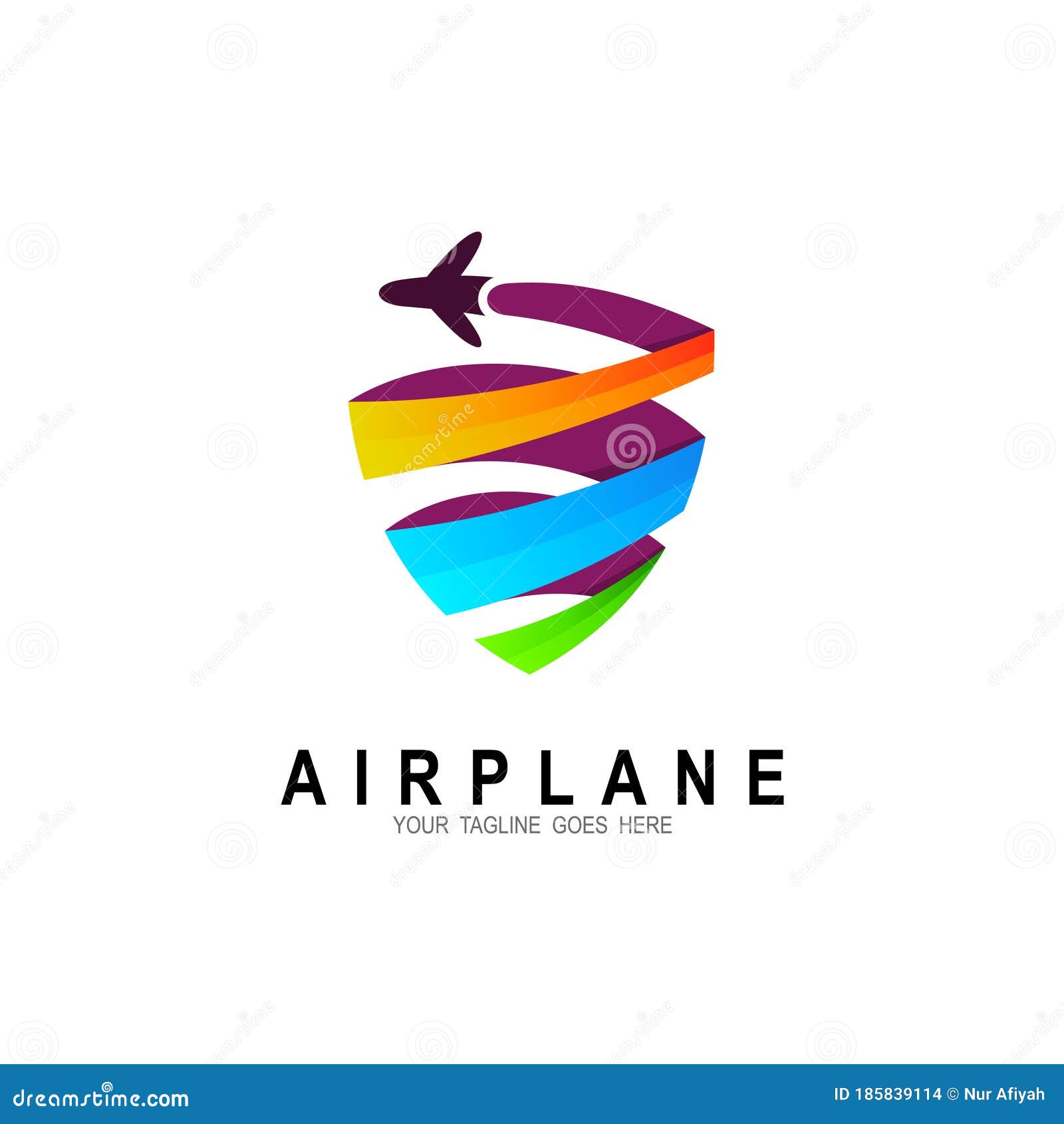 Shield Logo with Airplane Design, Colorful Icon Template Stock Vector ...
