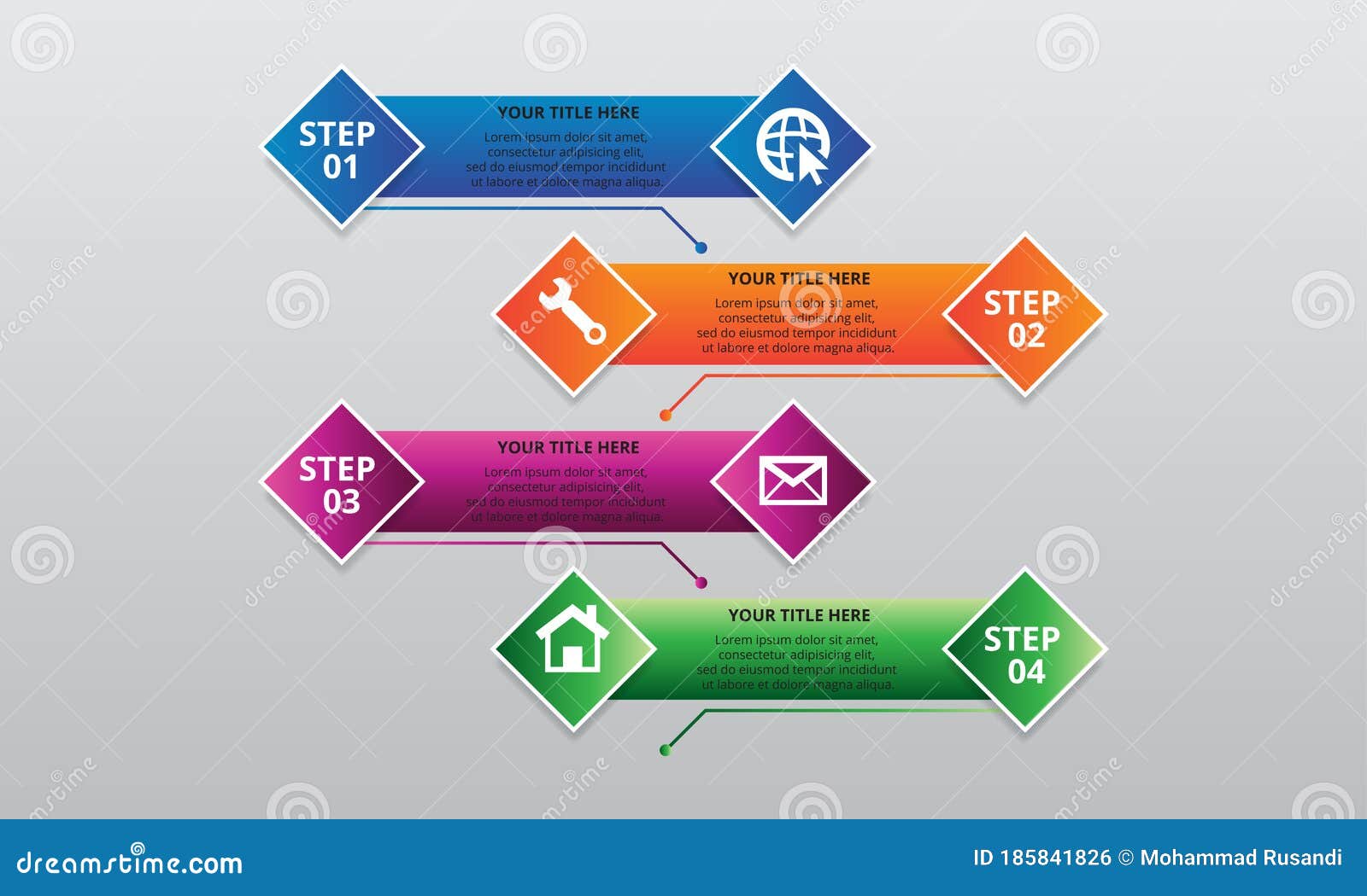 Infographic Vector Box Shape Design with Icons and 4 Options or Steps ...