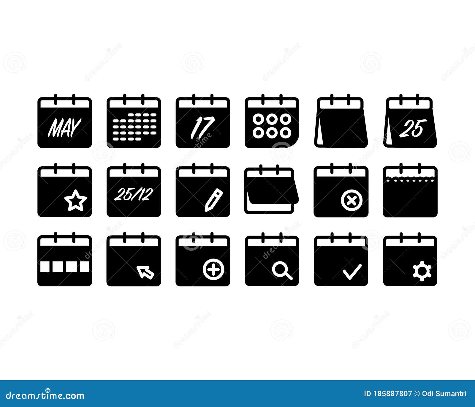 Icon Date and Calendar Solid Stock Vector - Illustration of calendar ...