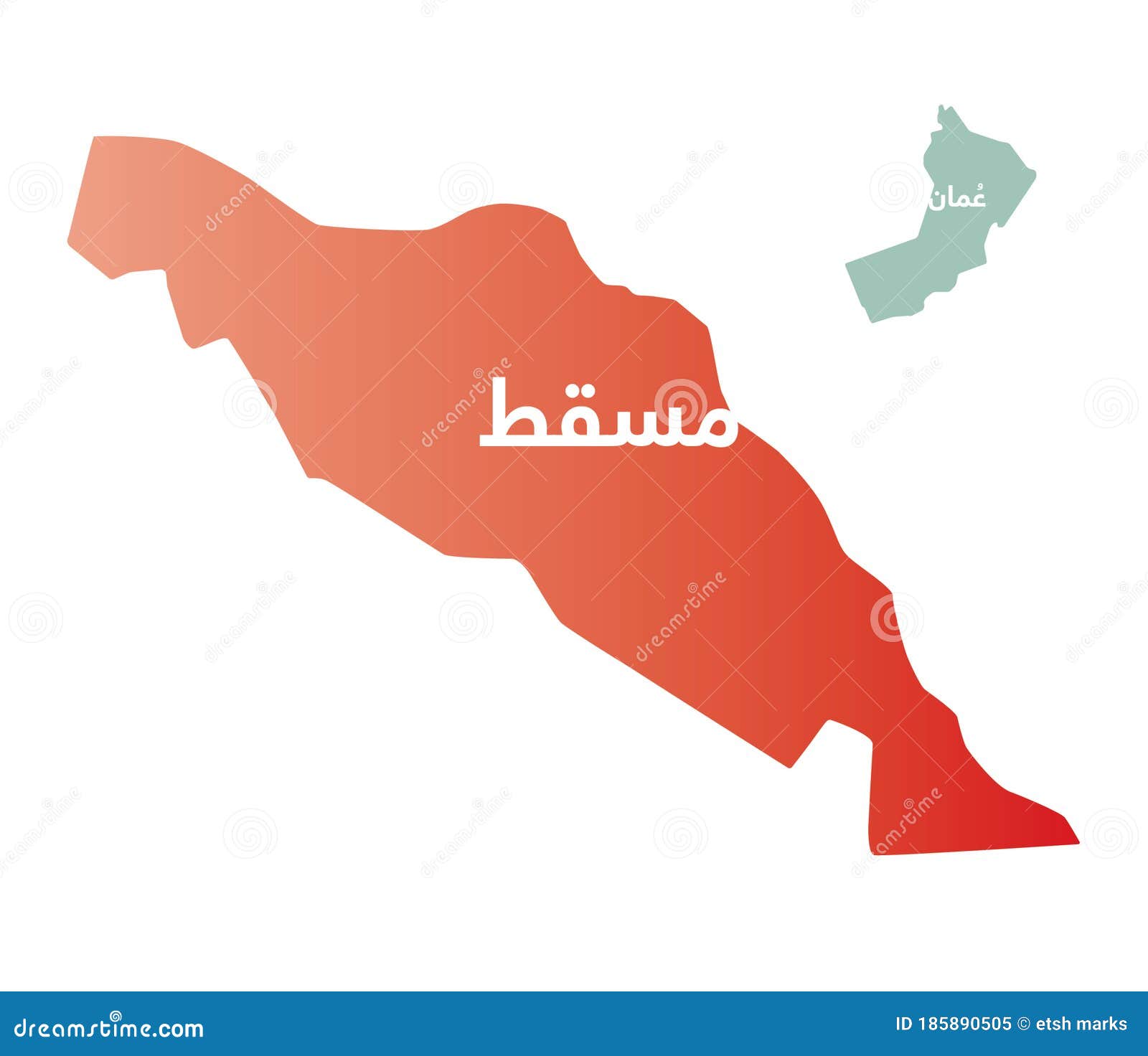 Simplified Map of the District/ Governorate of Muscat Stock Vector ...
