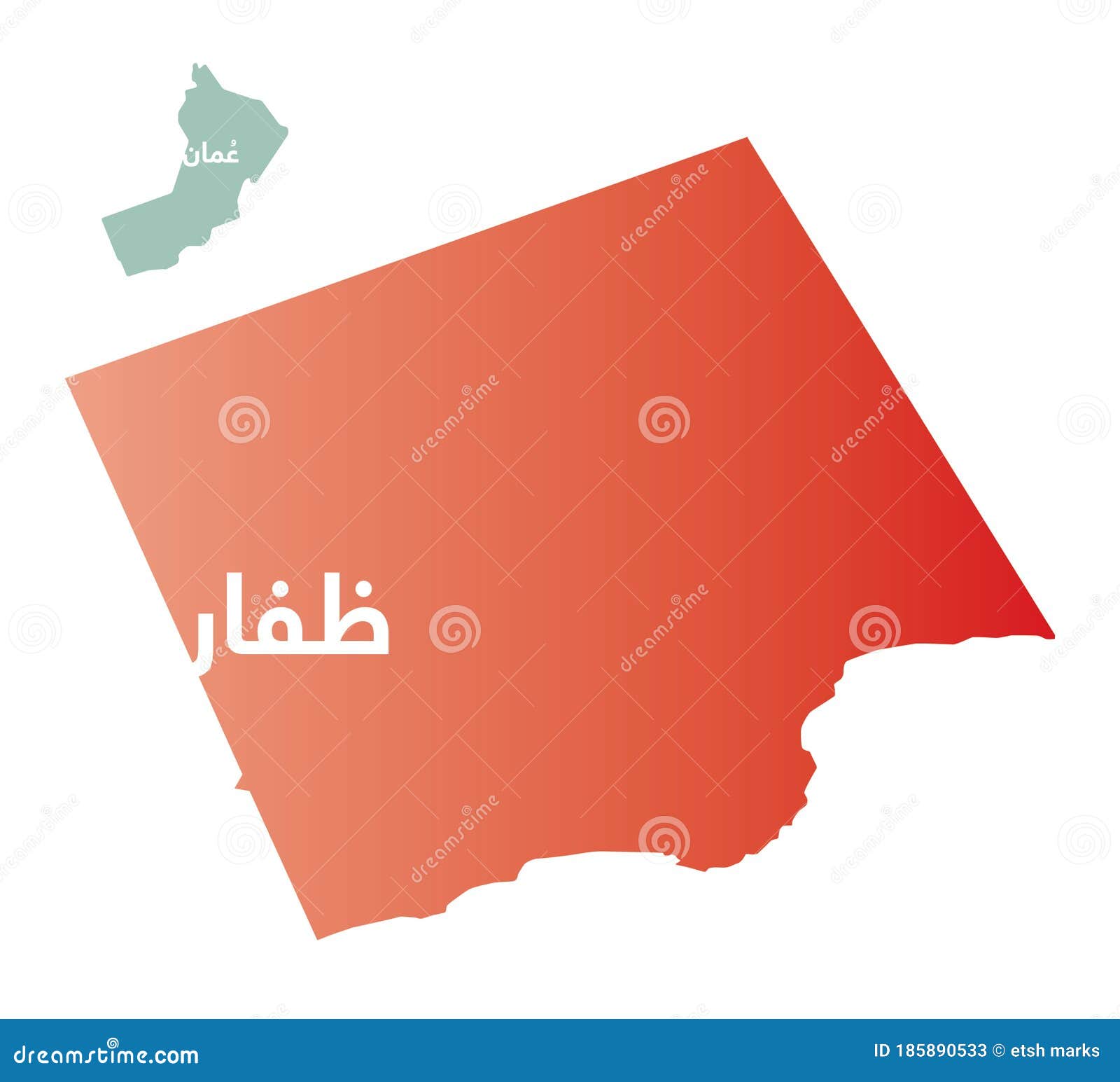 Simplified Map of the District/ Governorate of Dhofar Stock Vector ...