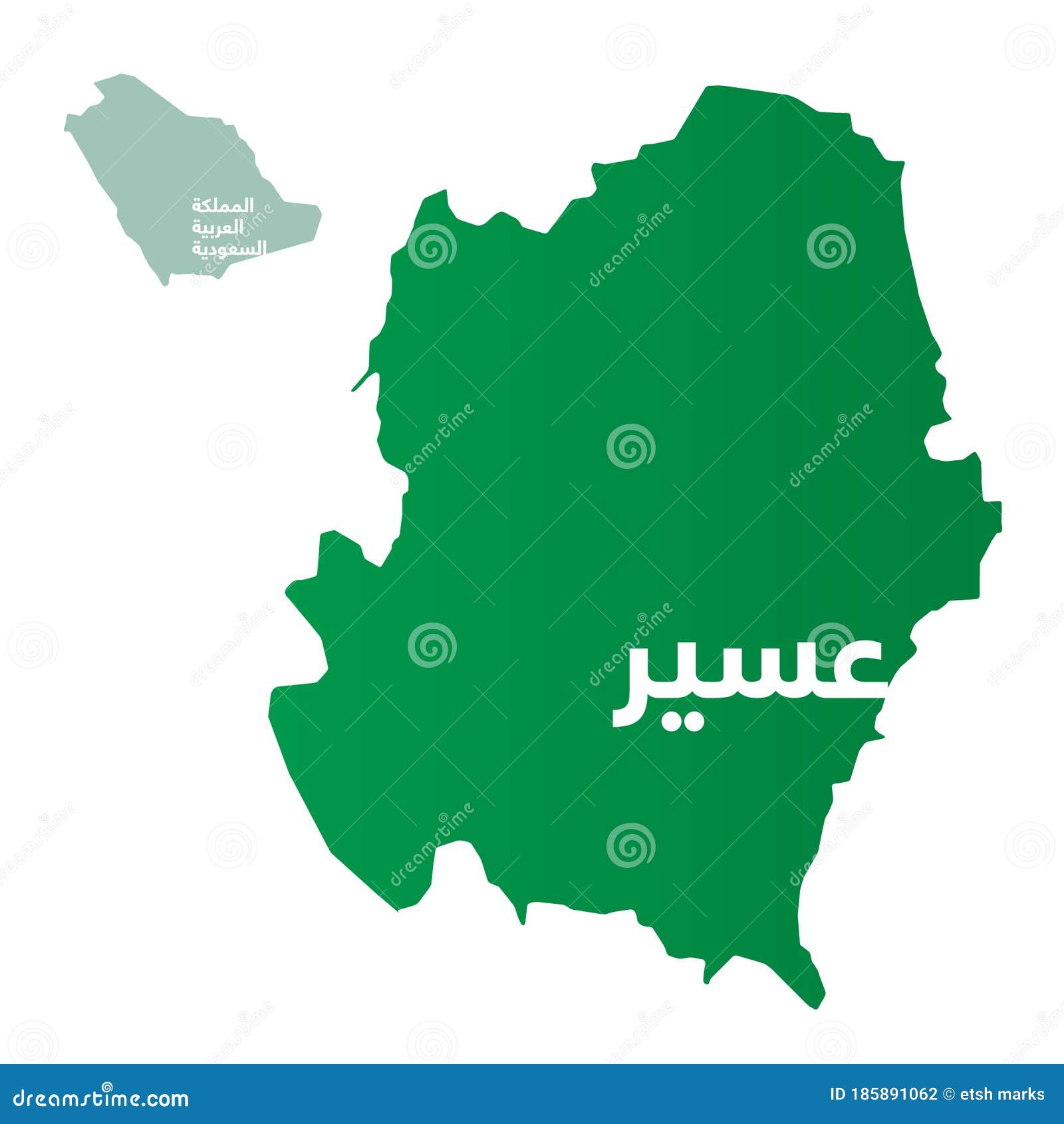 Simplified Map of the District/ Region of `Asir in KSA Stock Vector ...