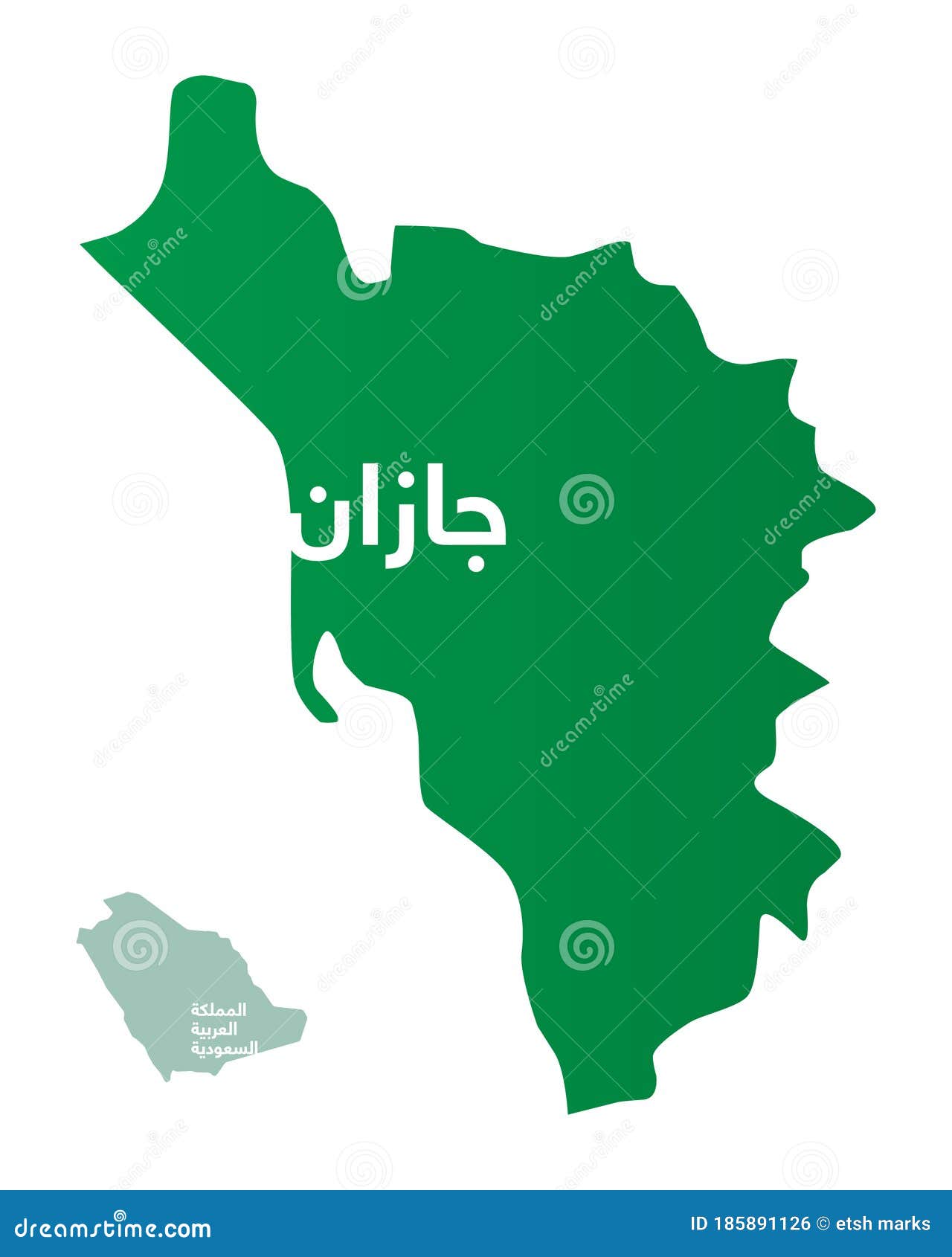 Simplified Map of the District/ Region of Jizan in KSA Stock Vector ...