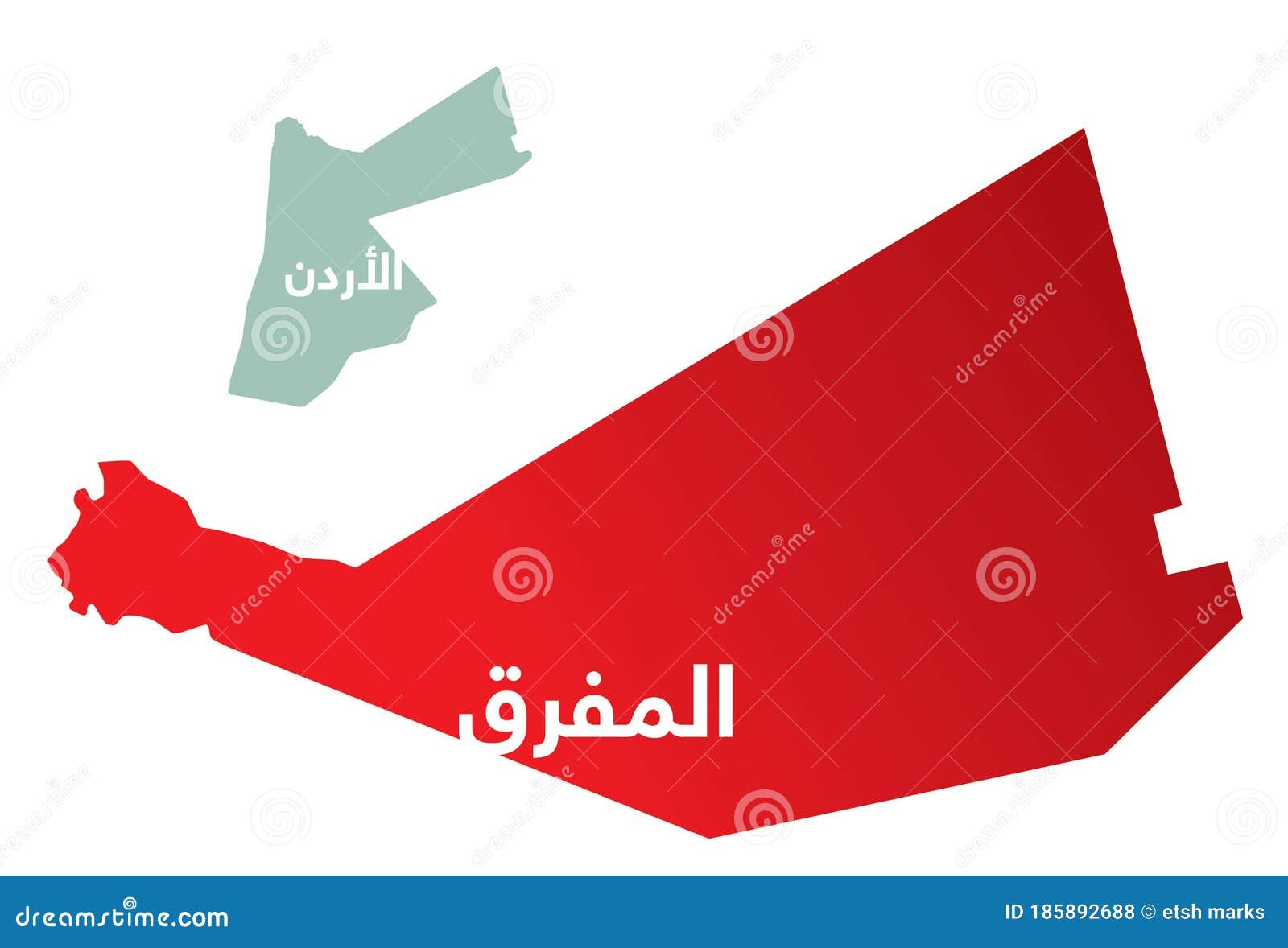 Simplified Map of the Governorate / District of Mafraq in Jordan Stock ...