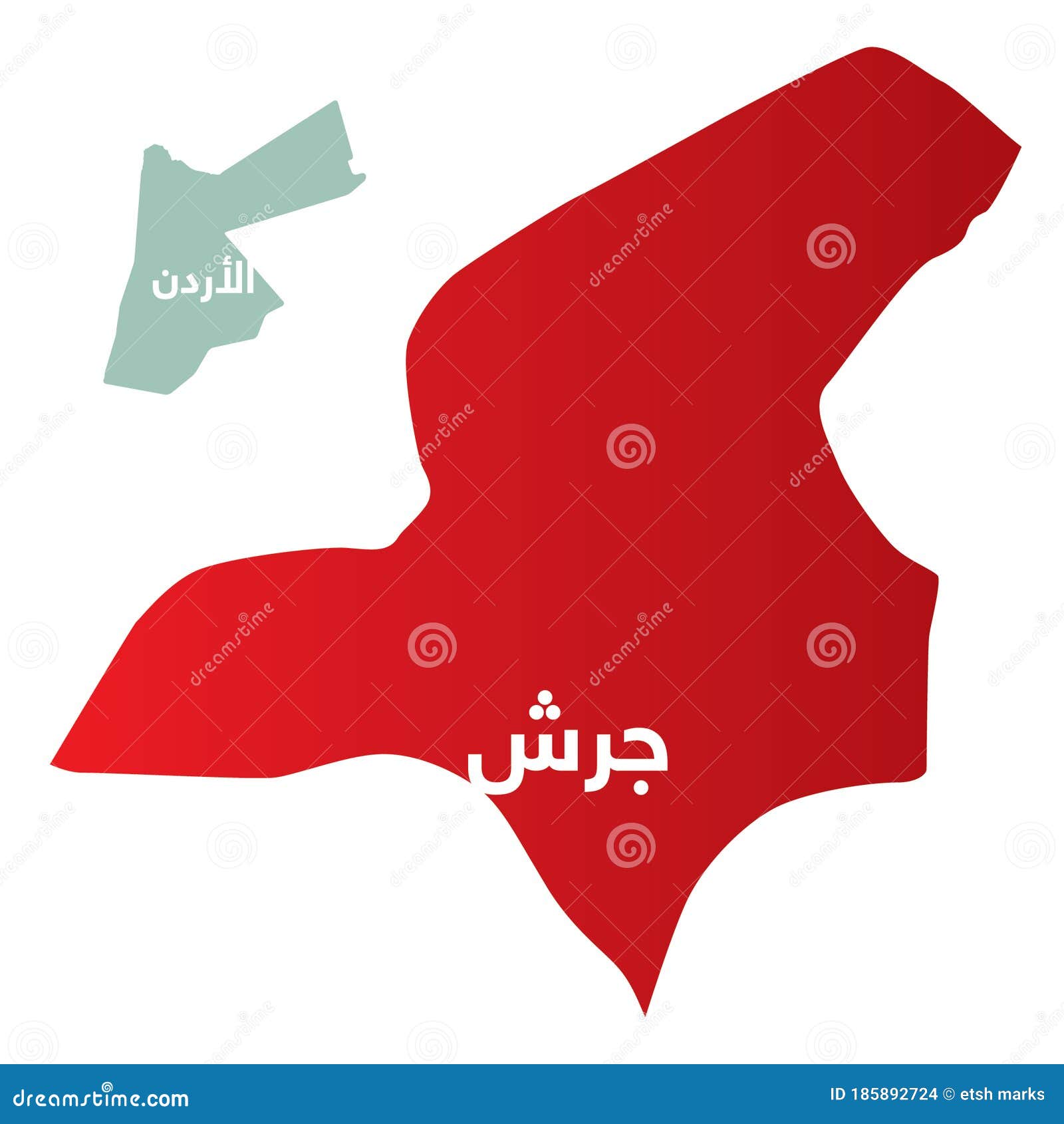 Simplified Map of the Governorate / District of Jerash in Jordan Stock ...
