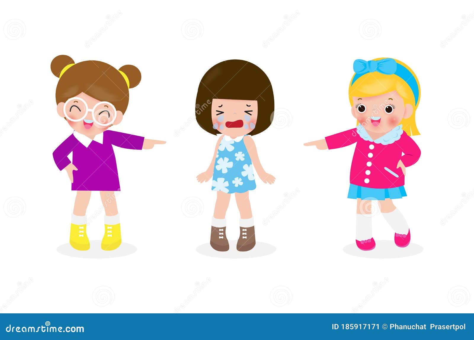 Bullying Children at School. School Girls and Gill Laughing and ...