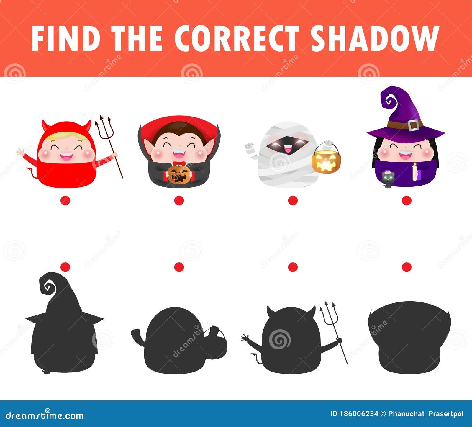 Shadow Matching Game for Kids, Visual Game for Children. Connect the ...