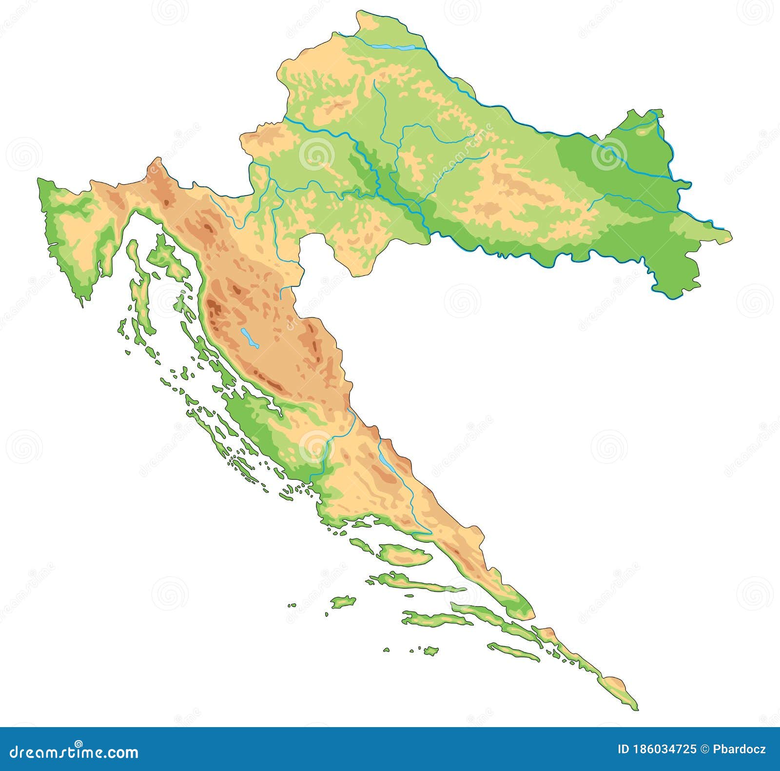High Detailed Croatia Physical Map. Cartoon Vector | CartoonDealer.com ...