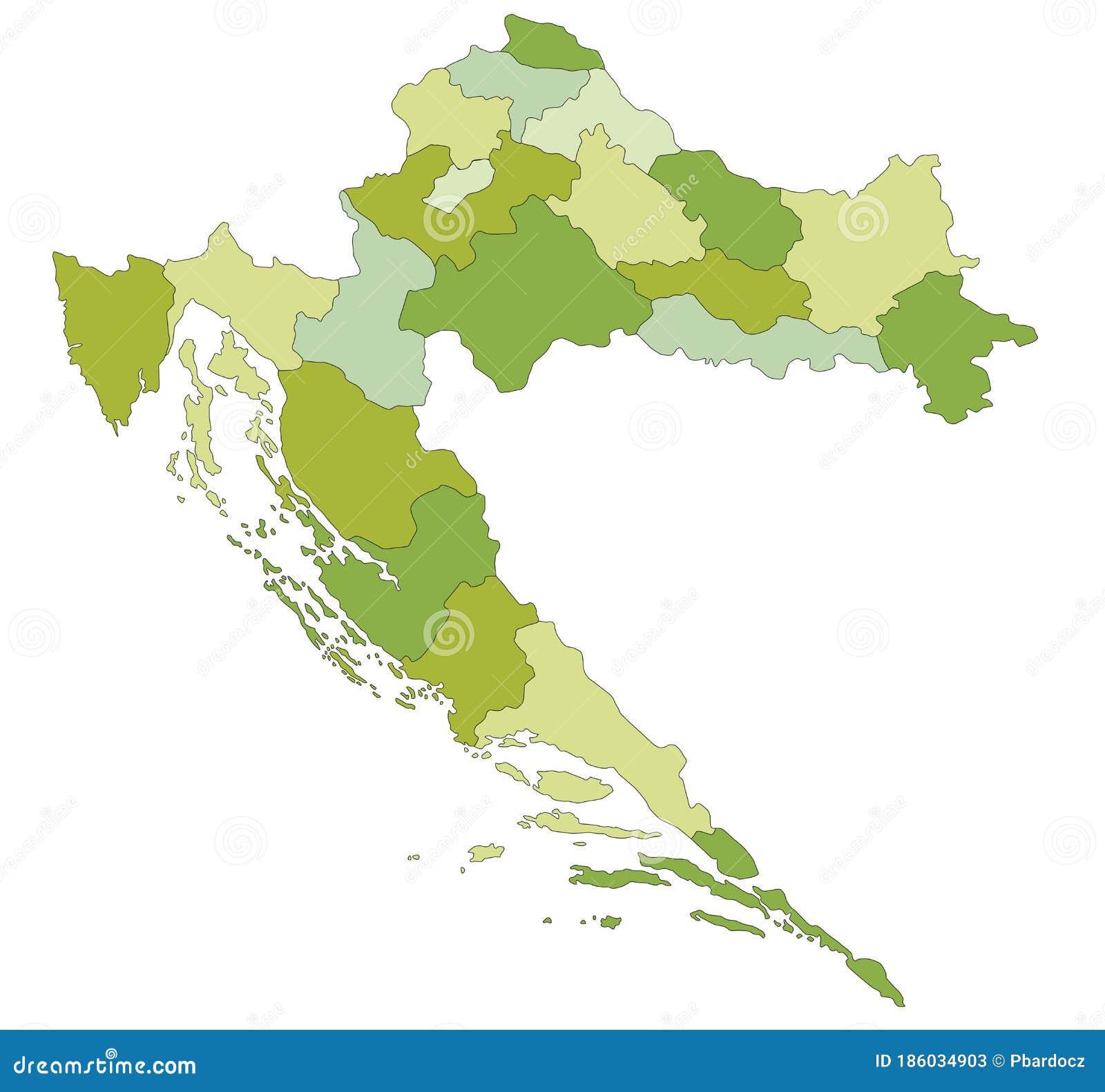 Highly Detailed Editable Political Map with Separated Layers. Croatia ...