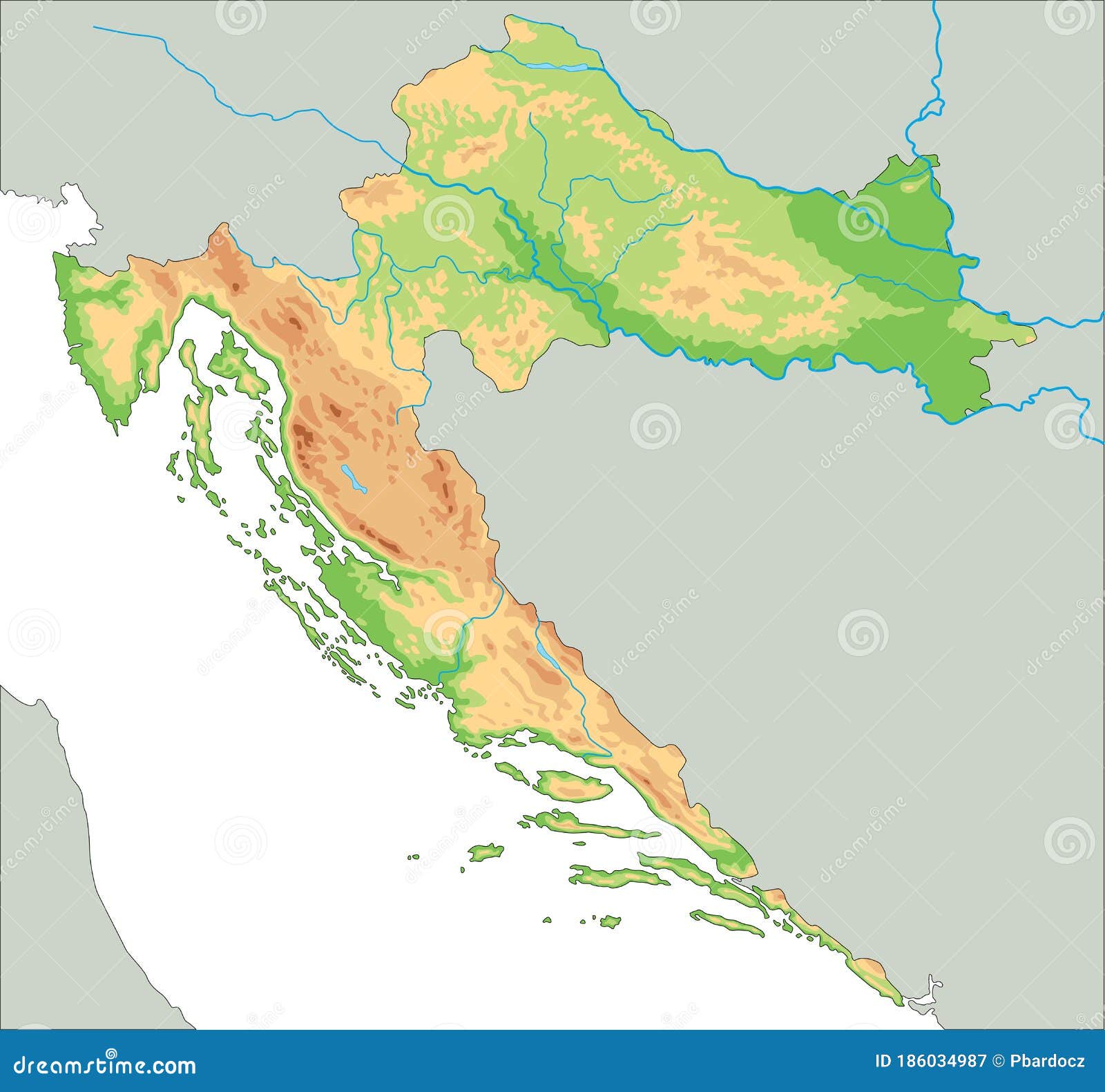 High Detailed Croatia Physical Map. Stock Vector - Illustration of ...