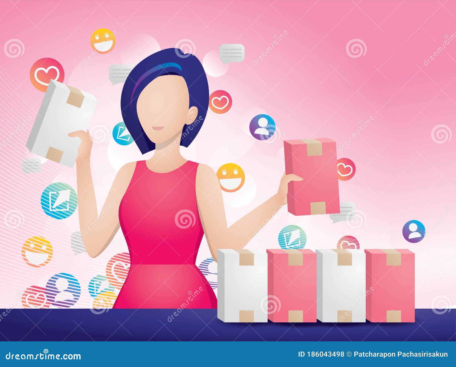 Woman is Presenting the Products Stock Vector - Illustration of ...