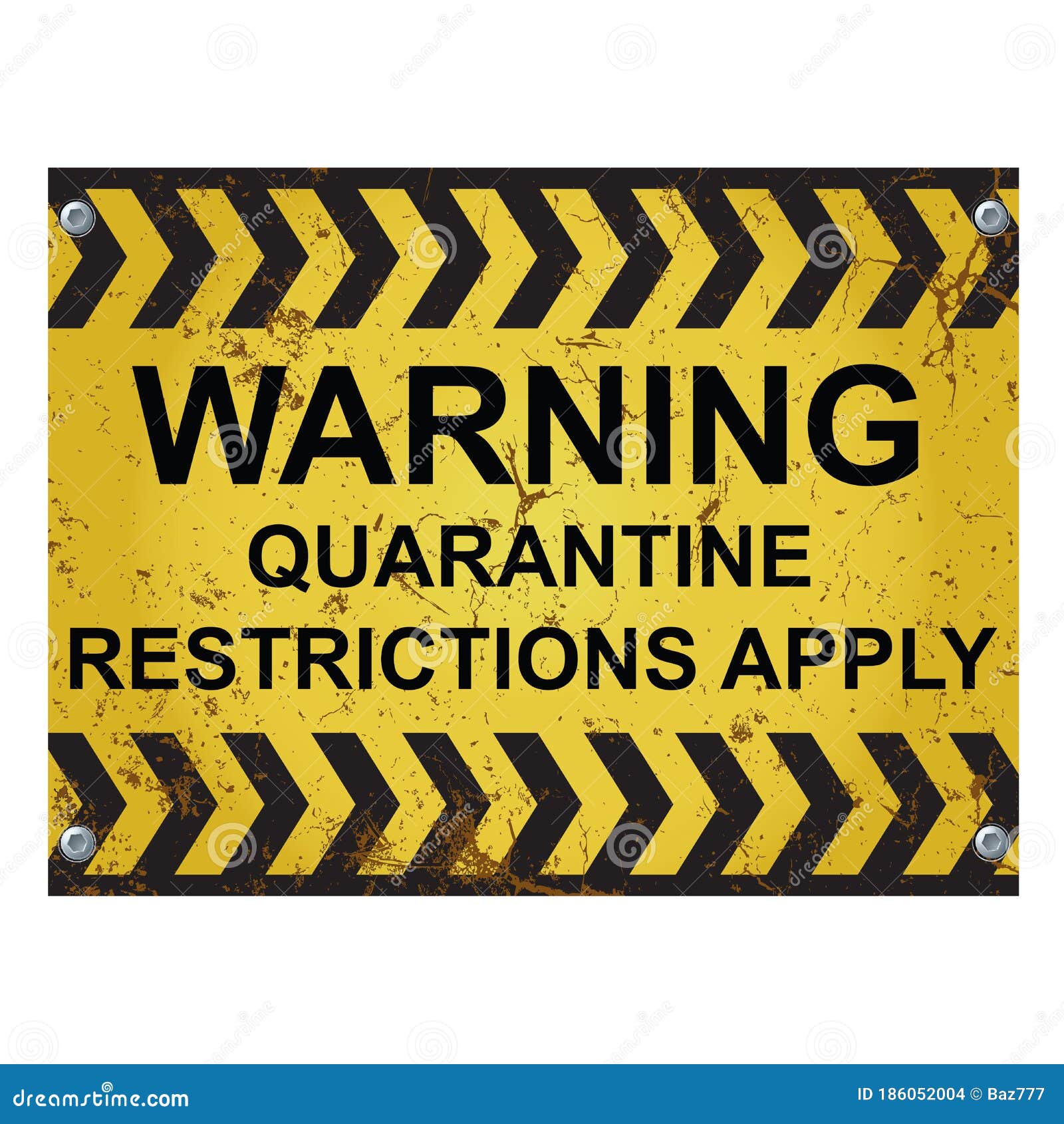 Warning Quarantine Restriction Apply Sign Stock Vector - Illustration ...