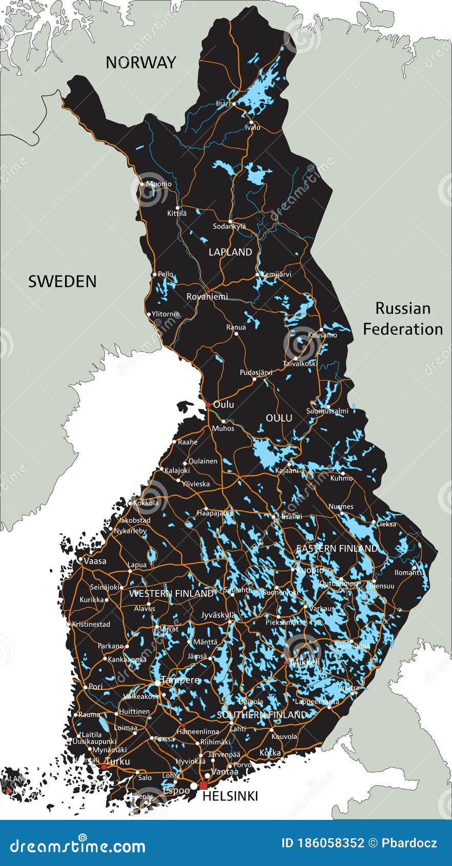 The Detailed Map Of The Finland With Regions Or States And Cities ...