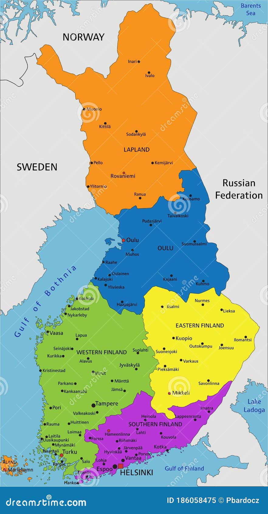 Finland - Political Map Of Regions Vector Illustration | CartoonDealer ...