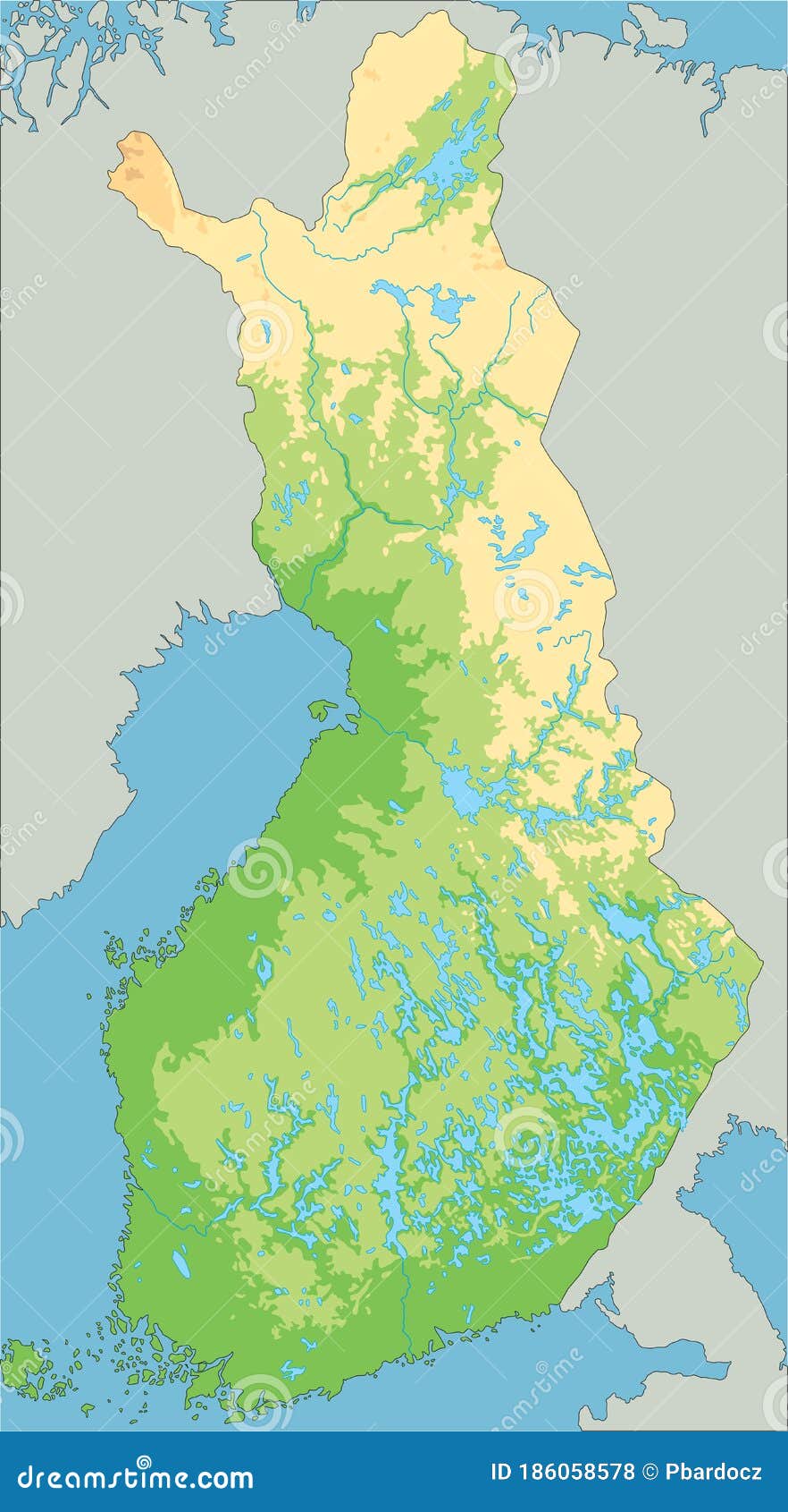 High Detailed Finland Physical Map. Stock Vector - Illustration of ...