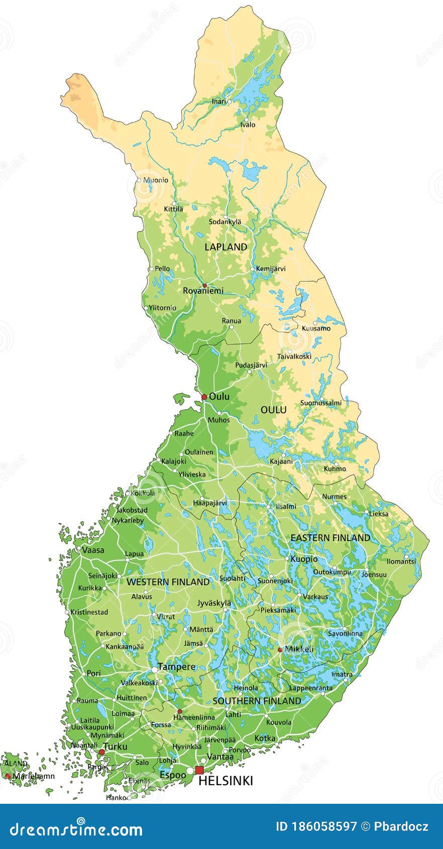 The Detailed Map Of The Finland With Regions Or States And Cities ...