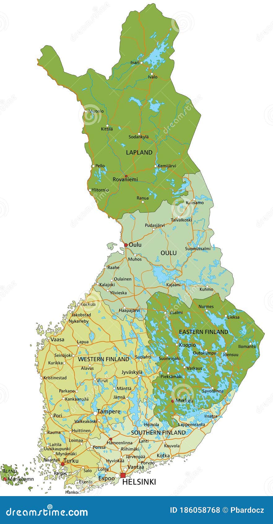 Highly Detailed Editable Political Map with Separated Layers. Finland ...