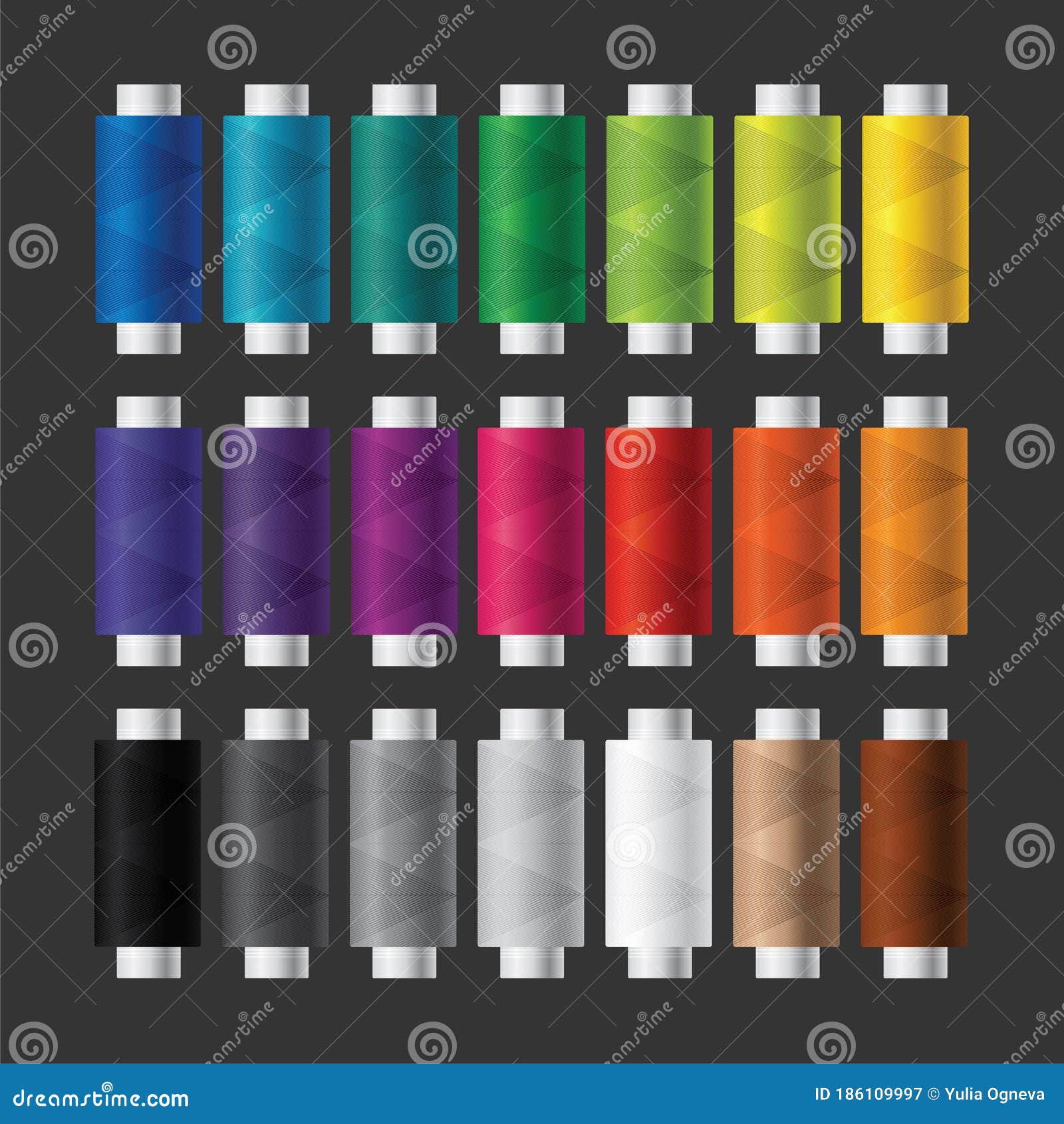 Set of Colorful Spools of Thread for Sewing and Needlework Stock Vector ...