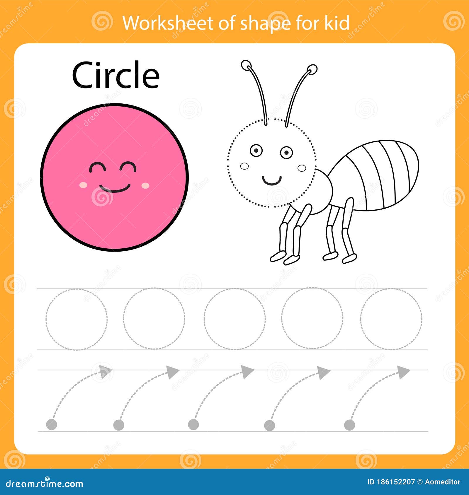 Illustrator of Worksheet of Shape for Kid Circle Stock Vector ...