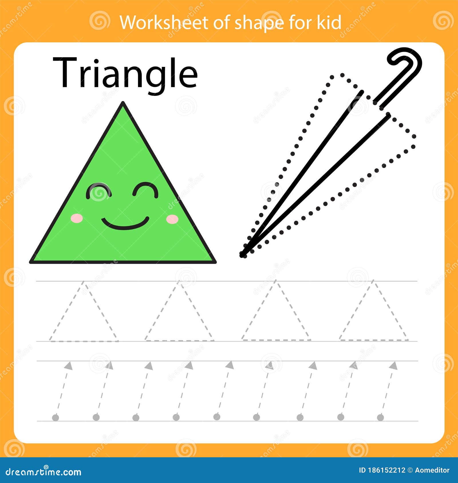 Illustrator of Worksheet of Shape for Kid Triangle Stock Vector ...