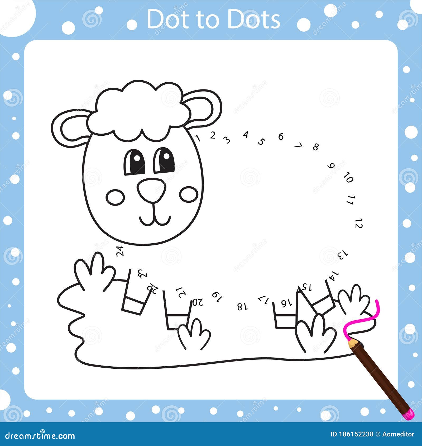 Illustration of Dot To Dot Sheep Animal Stock Vector - Illustration of draw, cartoon: 186152238