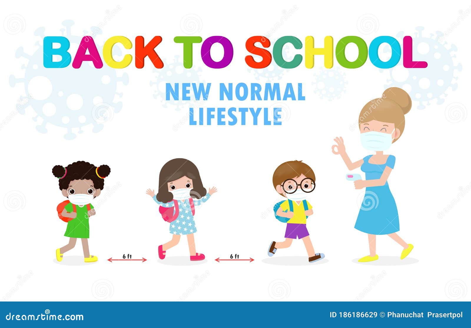 Back To School for New Normal Lifestyle Concept, Teacher Measures the ...