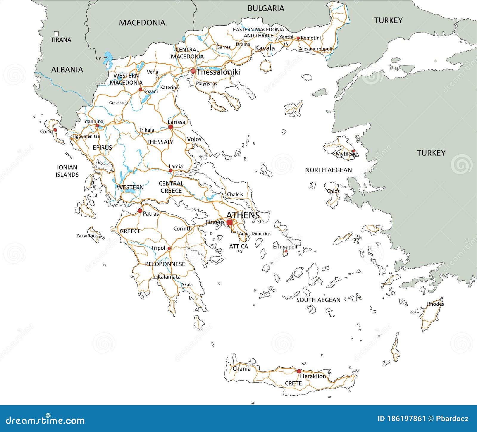 The Detailed Map Of Greece With Regions Or States And Cities, Capital ...