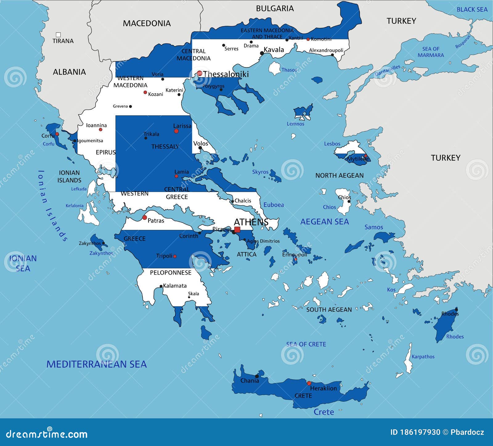 Greece - Highly Detailed Editable Political Map With Labeling. Vector ...