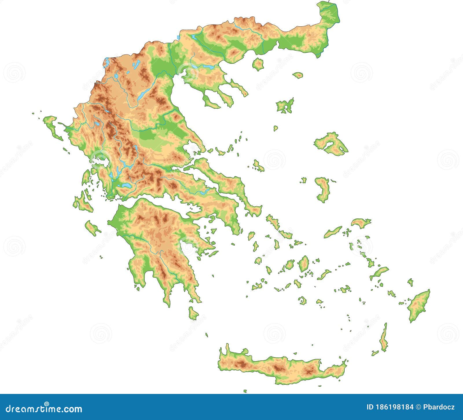 High Detailed Greece Physical Map. Stock Vector - Illustration of ...