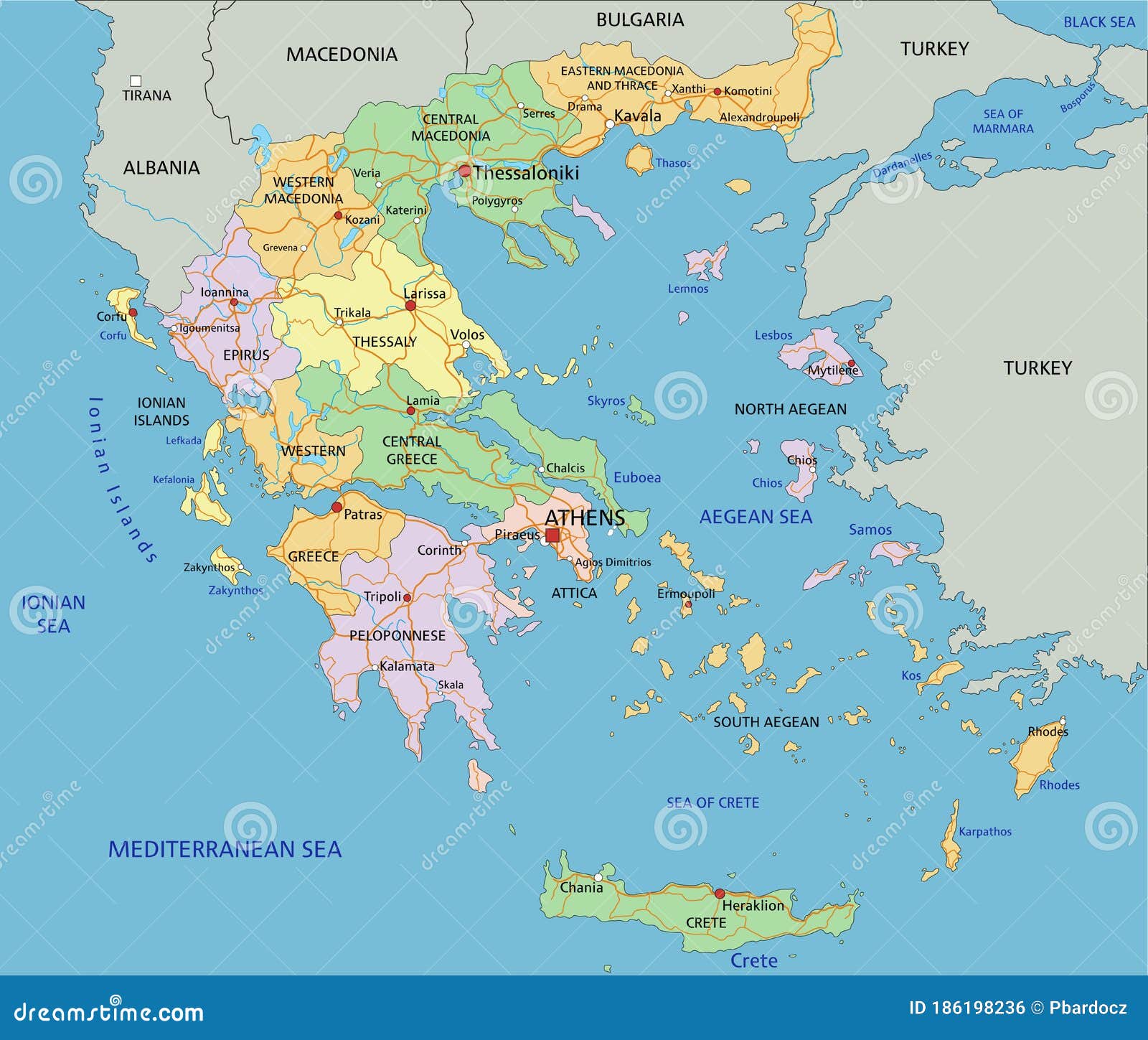 Greece - Highly Detailed Editable Political Map with Labeling. Stock ...