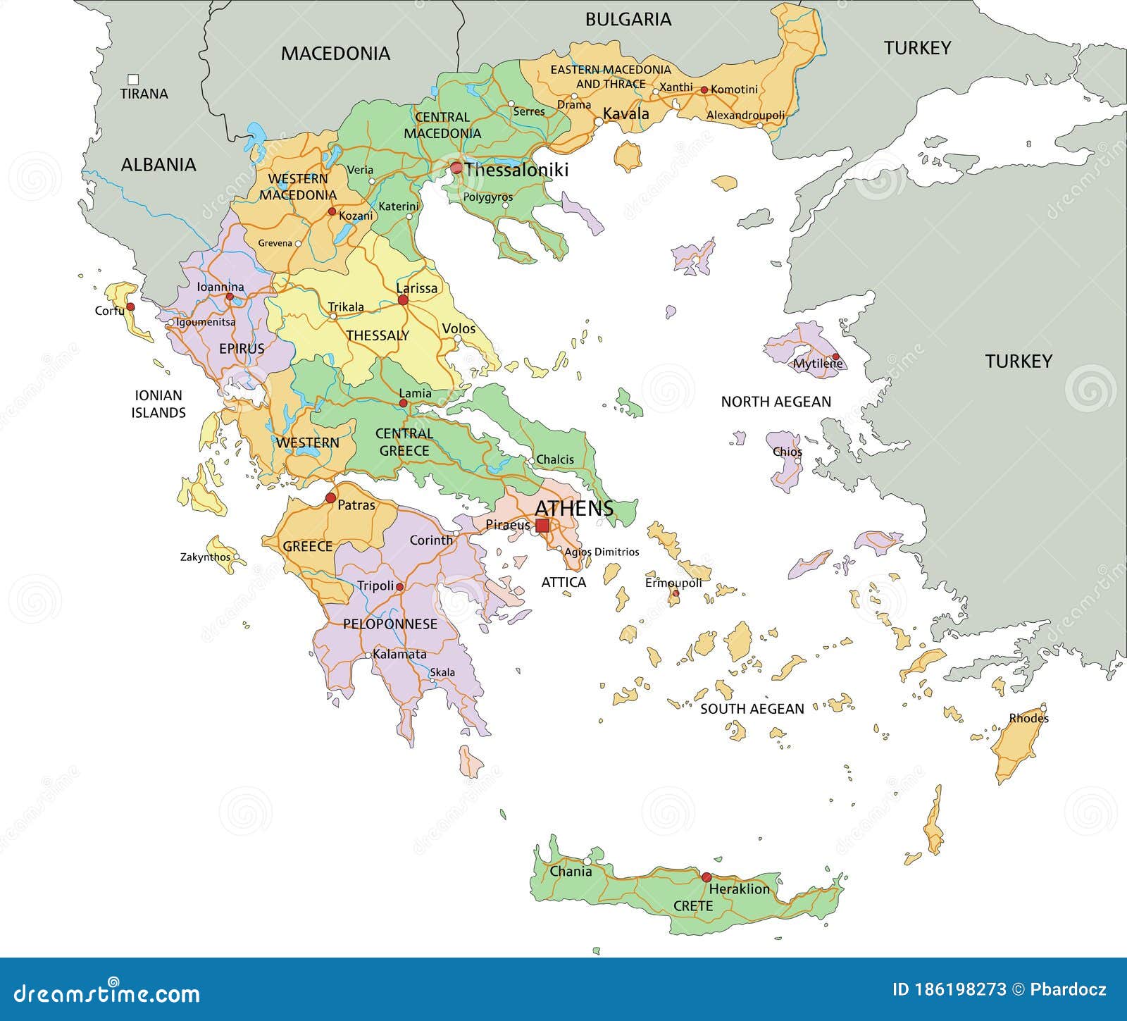 Greece - Highly Detailed Editable Political Map. Vector Illustration ...