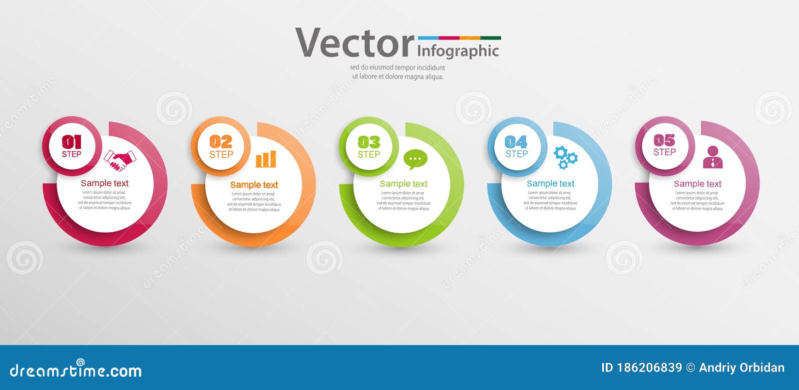 Vector Infographics Template with 5 Steps, Options, Workflow, Process ...