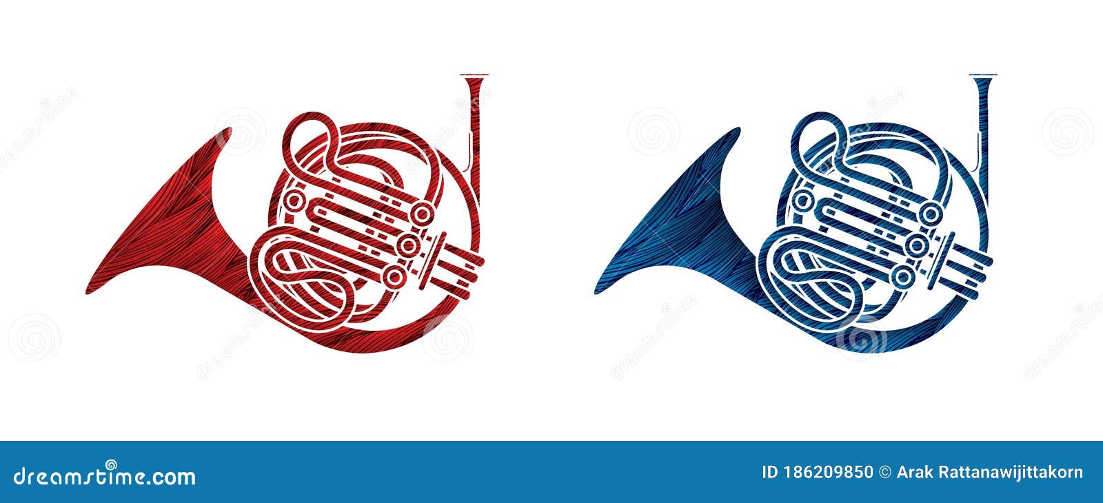 French Horn Instrument Cartoon Music Graphic Vector Stock Vector ...