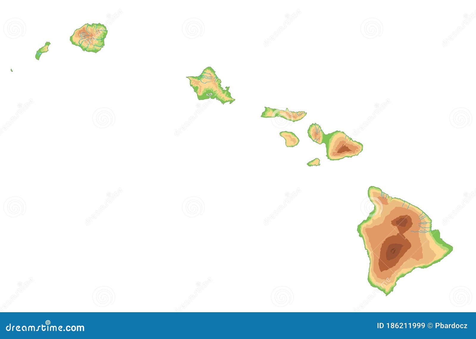 High Detailed Hawaii Physical Map. Stock Vector - Illustration of ...