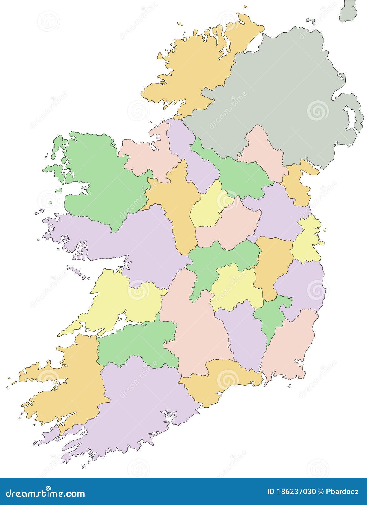 Ireland - Highly Detailed Editable Political Map. Vector Illustration ...