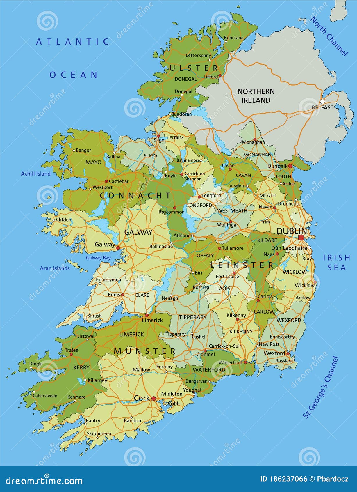 Highly Detailed Editable Political Map with Separated Layers. Ireland ...