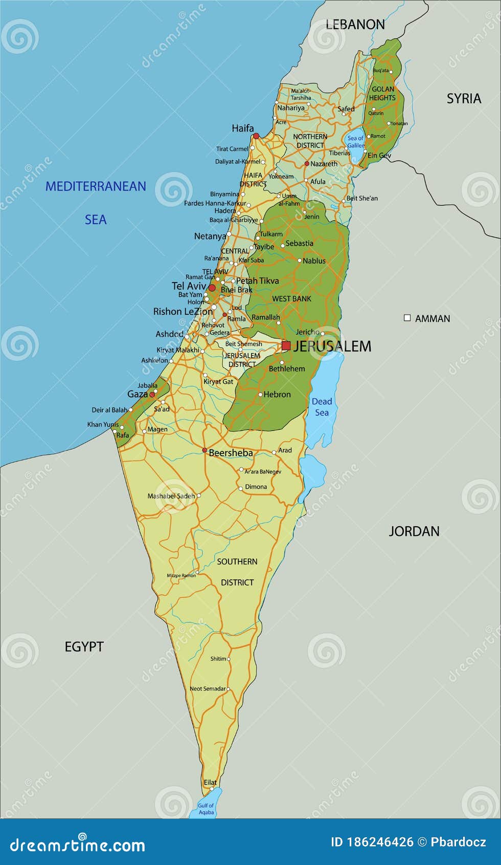 Israel - Highly Detailed, Editable Political Map With Labeling. Cartoon ...