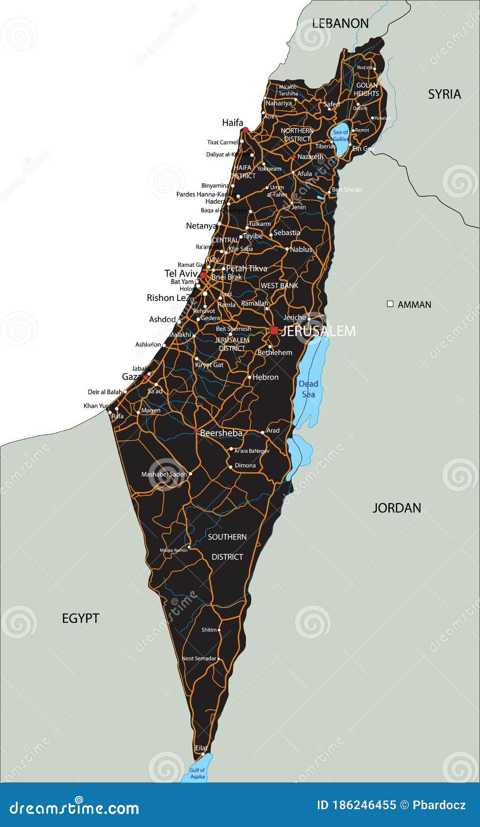 High Detailed Israel Road Map with Labeling. Stock Vector ...