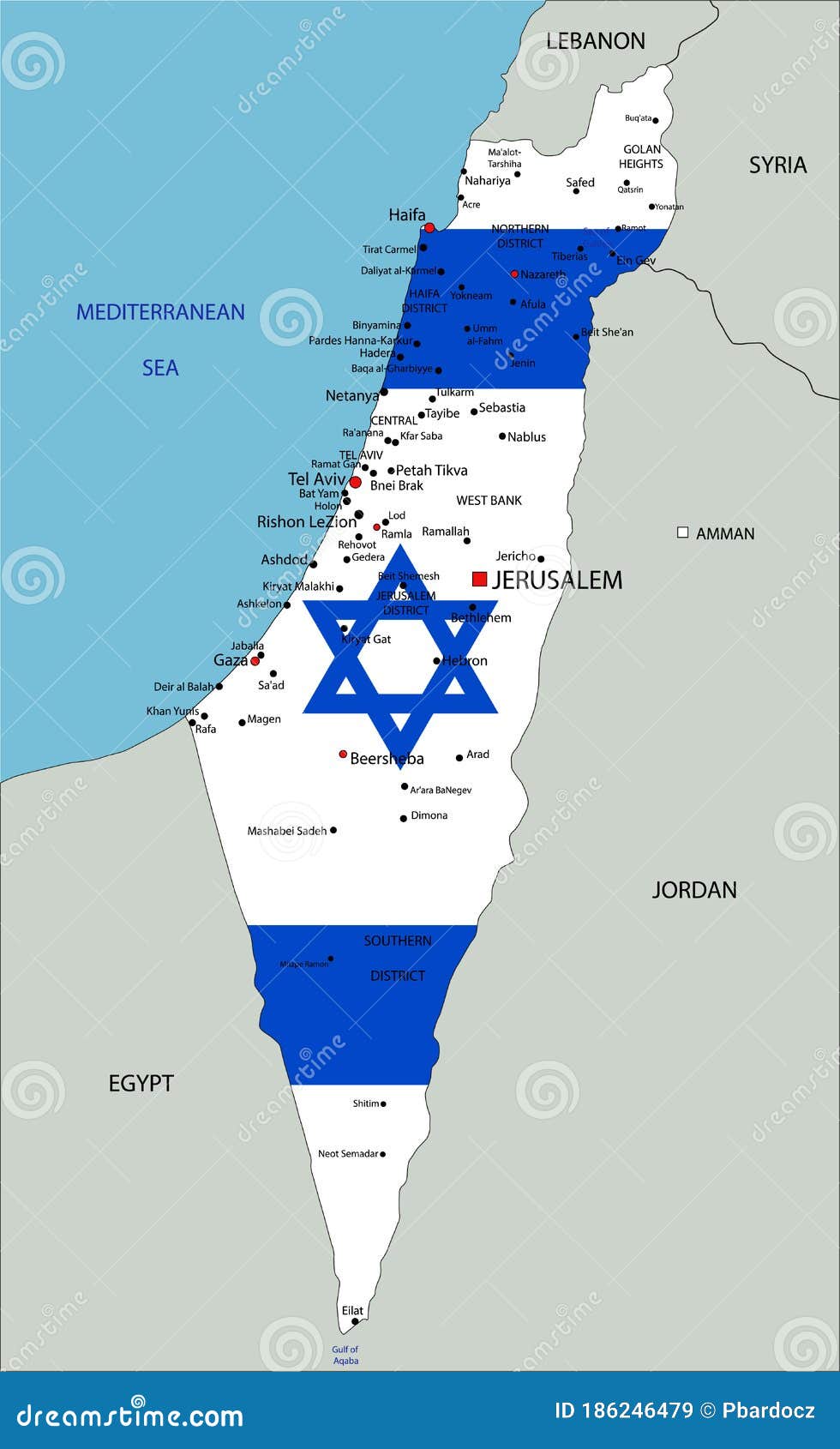Israel - Highly Detailed, Editable Political Map With Labeling. Cartoon ...